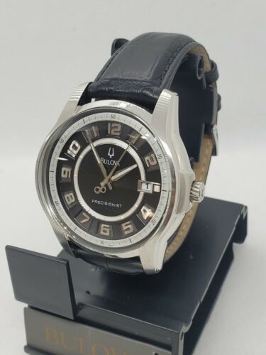 BULOVA 96B127 PRECISIONIST MEN'S WATCH 42MM BLACK DIAL LEATHER BAND ...