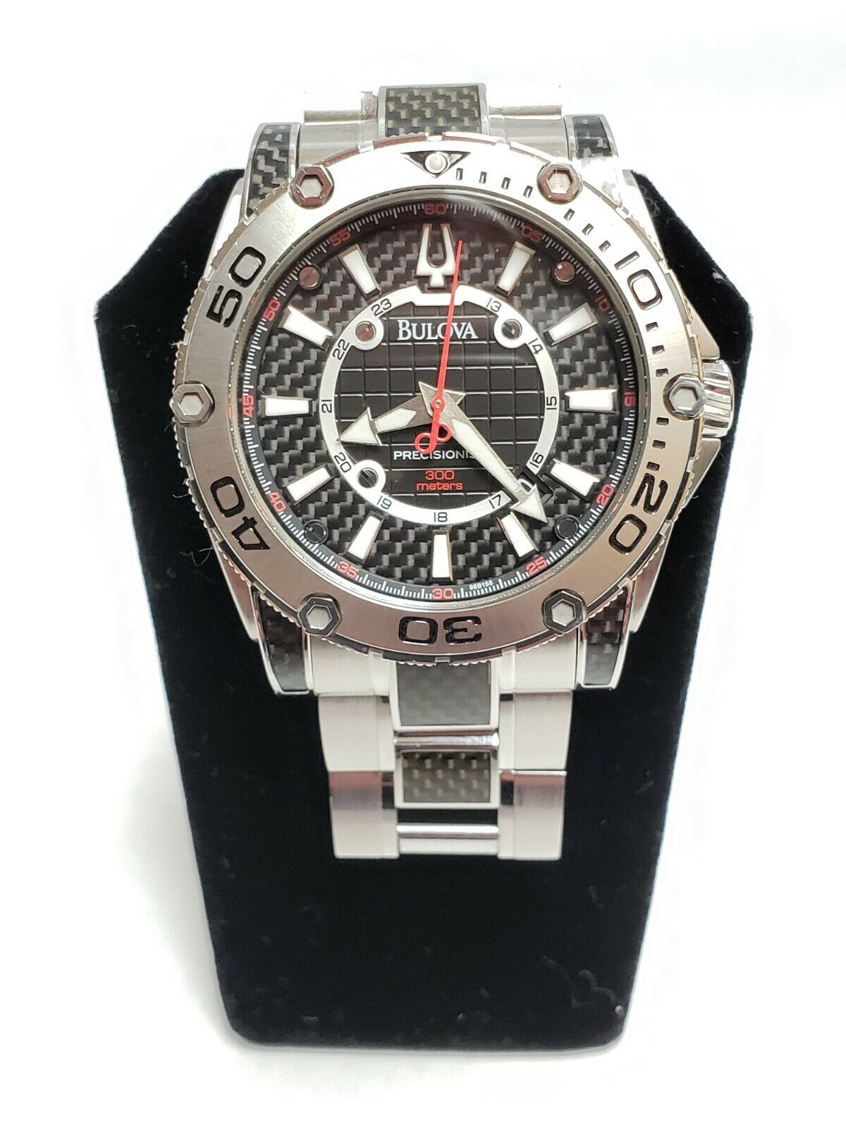 Bulova Men's 96B156 Precisionist Champlain Black Carbon Fiber Watch ...