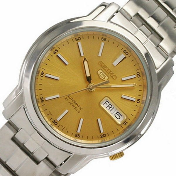 Seiko 5 Men's SNKL81K1 Stainless Steel Automatic 21 Jewels Day Date ...