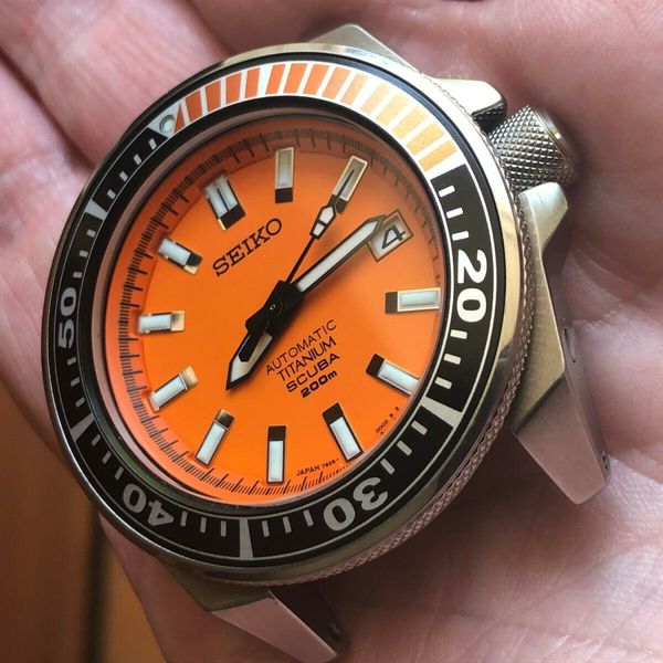 *RARE* Vintage Seiko "TITANIUM SAMURAI" Orange Dial SBDA005 Dive Diver ...