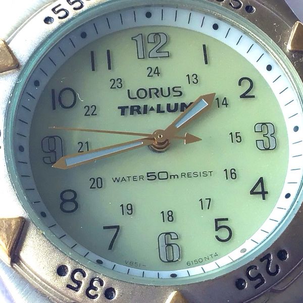 Rare Vintage LORUS Tri-lum Light Powered Watch by Seiko V851 Works ...