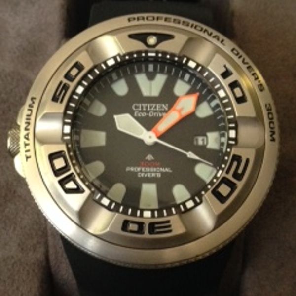 CITIZEN PROMASTER ECO-DRIVE ECOZILLA Ti 300m TITANIUM DIVERS - BJ8044 ...