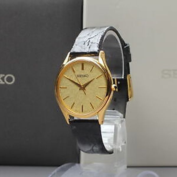 [Near MINT / Box Paper] Seiko Dolce 8J41-0AJ0 Gold Quartz Men's Watch ...