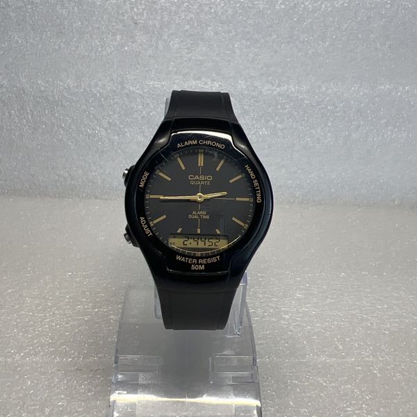 Casio AW-90H-9EVEF Men's Dual Display Watch - Black | WatchCharts ...