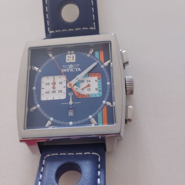 Invicta S1 Rally Chronograph Gulf Homage Stainless Steel Leather Strap ...