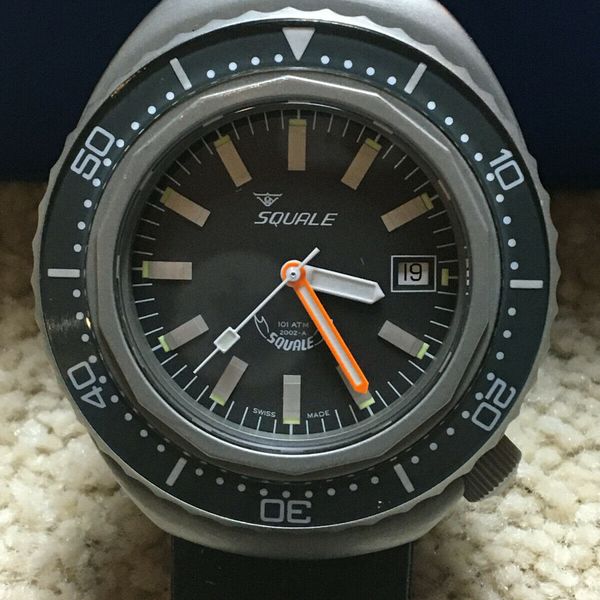 Squale 2002 A 101 ATMOS Automatic Dive Watch, Grey Dial and bead ...