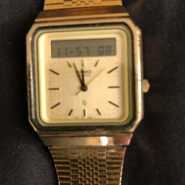 Rare Vintage CASIO AT-550G Touch Screen Analog/Digital Calculator Watch ...