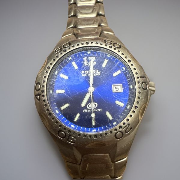 ð ¥ Fossil Titanium Diver 200M Menâ s Watch â Rare Blue Dial ð ...
