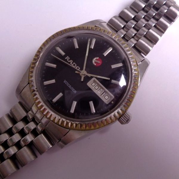 Rado Voyager Mens Watch Day & Date Black Dial Stainless Steel ...