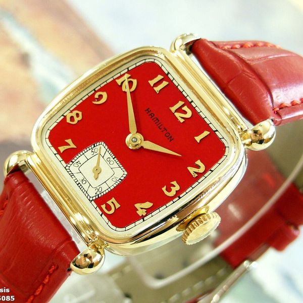 1946 Vintage HAMILTON MARTIN, Stunning RED Dial, Serviced, 1 Year ...