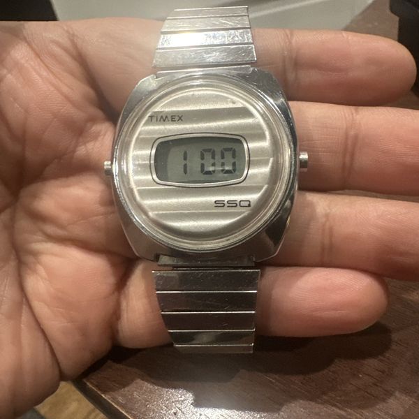 Working Rare Vintage Timex SSQ 1970 Silver Men's Digital Watch All Work ...