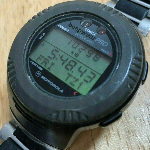 Timex Beepwear Pro Motorola Data-Link Pager Text MSG Digital Watch Hour ...