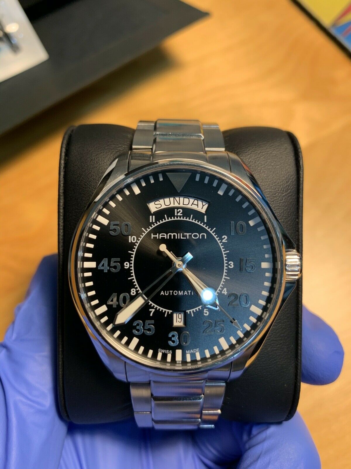 Hamilton Pilot Day Date H64615135, Used, w Box and all links, pressure ...