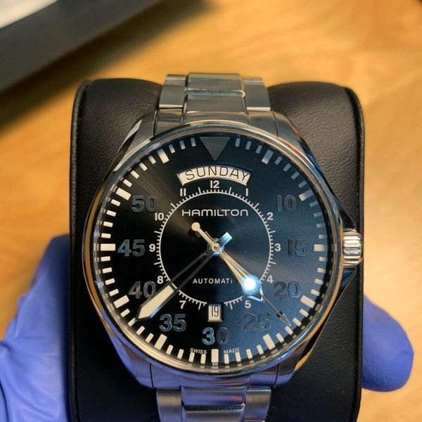 Hamilton Pilot Day Date H64615135, Used, w Box and all links, pressure ...