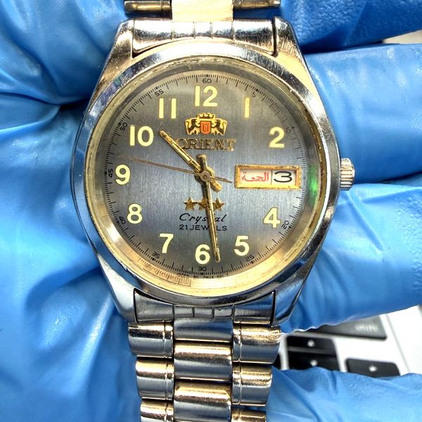 Vintage ORIENT 3 Star Crystal Men's Watch Automatic Mechanical Japanese ...