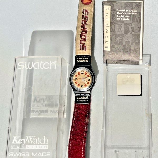 Swatch Snowpass Red/Black/Gold Watch Vintage 1990s Official Velcro ...