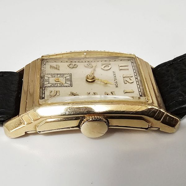 Vintage Hamilton Tank 14k Gold Filled 1930's- 1940's 23mm Leather Band ...