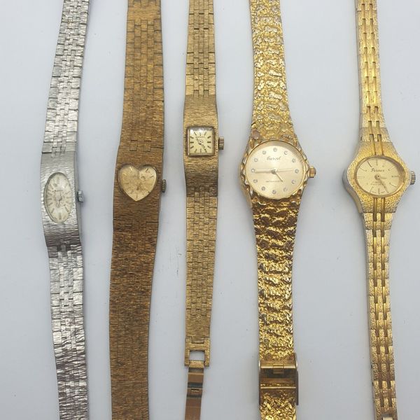 5 x Vintage Mechanical Ladies Watches Cavel,Personalised,Rotary, Parex ...