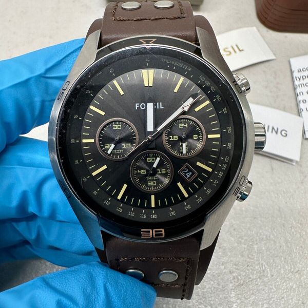 Fossil Coachman Chronograph 45 mm Stainless steel case with Brown ...