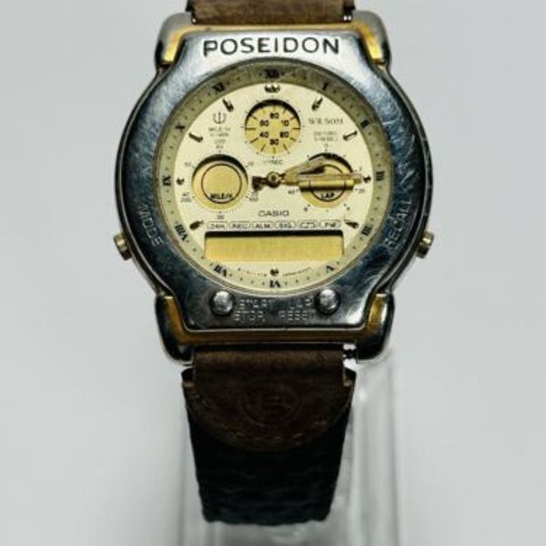 Rare Casio Poseidon Mens Watch PNM-508 (384) Leather Band *Parts Or ...