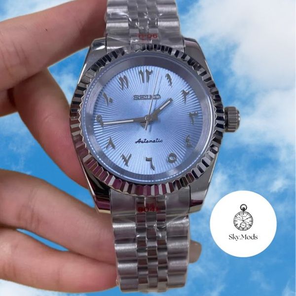 Seiko Rolex Datejust Mod in Blue Arabic Numerals | WatchCharts Marketplace