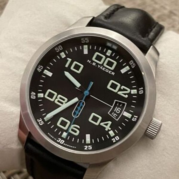 NEW N.B. Yaeger Turbulence 40mm Swiss Automatic German Pilots Flieger ...