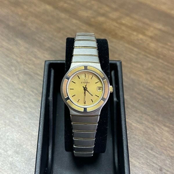 Vintage Eterna Ladies Quartz Steel/Gold - RARE - WORKING! Retail- $1350 ...