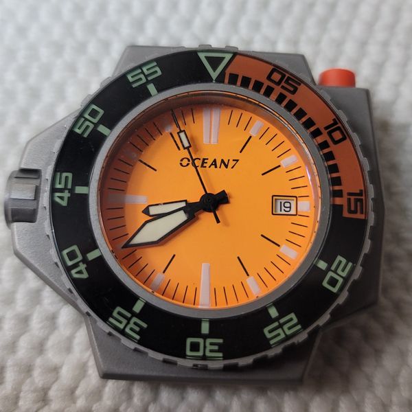 Ocean7 LM-7 Pro Diving Watch (Orange Dial) w/ Sapphire + Ti Bezels ...