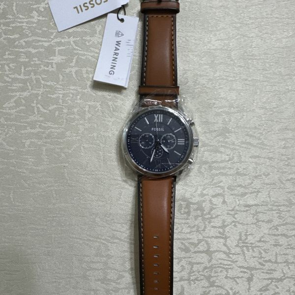 FOSSIL Flynn Mens Chronograph Watch, Blue Dial, Brown Leather Band ...