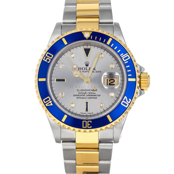 Rolex 16613 Submariner P Silver Serti Dial Box Service Papers ...