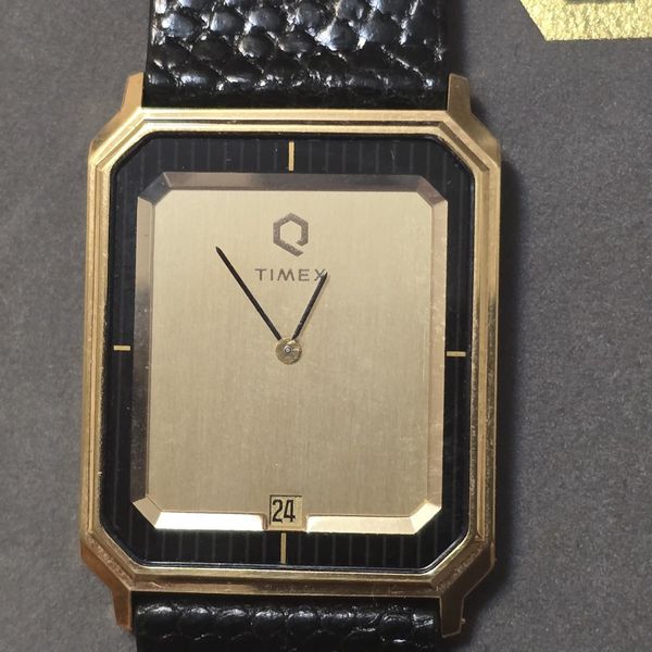 Vintage Timex Gold Plated Ultra Thin Rectangular Quartz Men's Watch ...