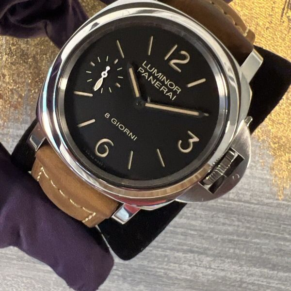 Panerai Luminor Base 8 Giorni PAM00915 PAM 915 Black Dial 44mm Manual ...