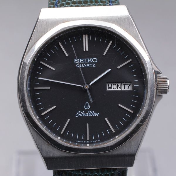 [Exc+5] Seiko SilverWave 6433-7000 Black Dial Men's Quartz Watch From ...