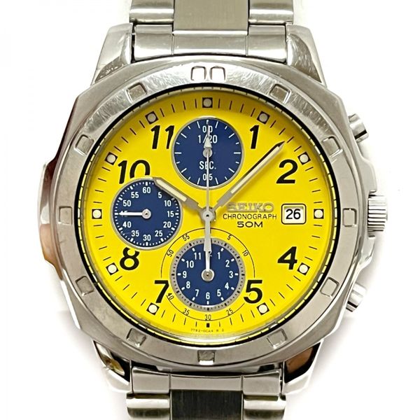 [New] [Used] SEIKO Watch Chronograph Yellow x Navy | WatchCharts
