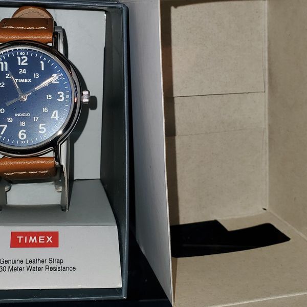 Timex Classics Indiglo Men's Wrist Watch Blue Band & Face WR-30M W/Box ...
