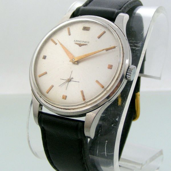 Vintage big 38,5 mm. Longines original silvered dial .Steel case , Cal ...