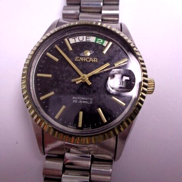 Enicar Mens Watch Automatic Black Dial Split Calendar Stainless 25 ...