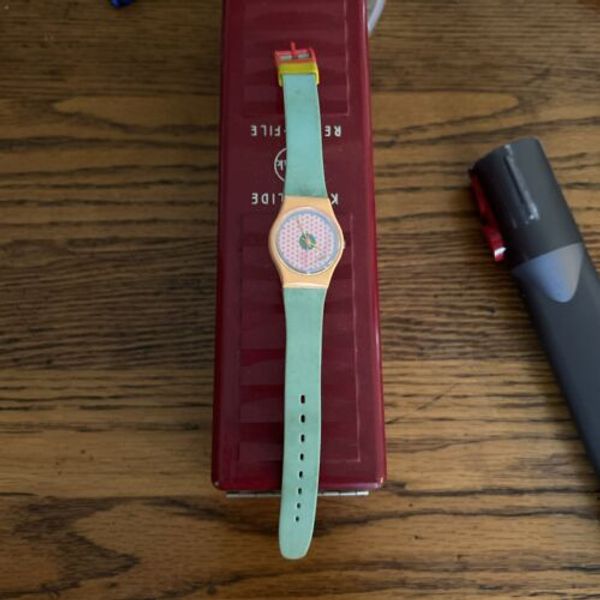 VINTAGE 1986 Swatch Watch -PINK FLAMINGO- one of first swatches! Needs ...