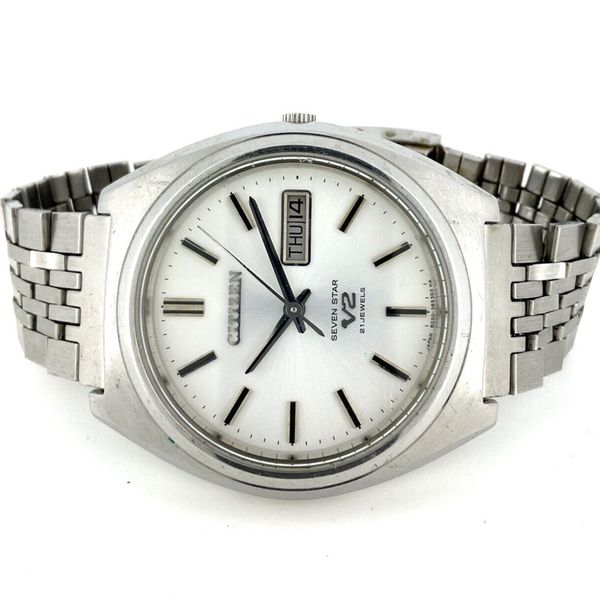 Vintage Citizen Seven Star V2 Watch GN-4-S Silver 38mm Day/Date Day in ...