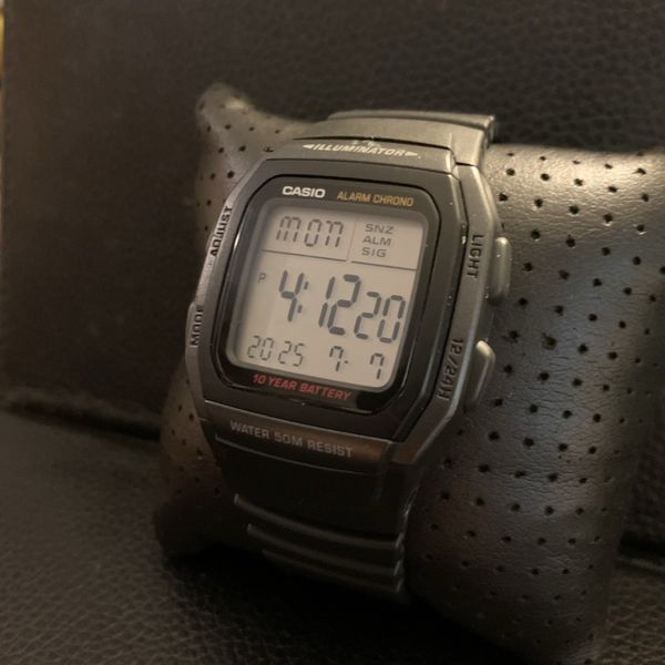 Menâ s Casio Illuminator Digital Chronograph Watch W-96H Black Great ...