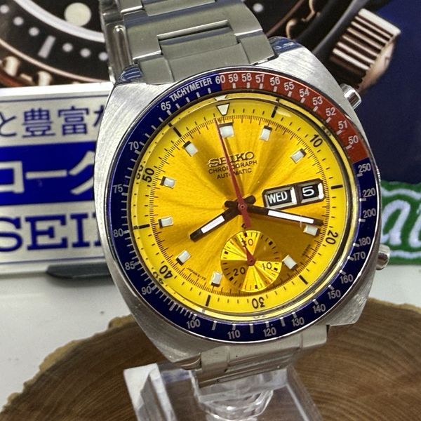 Seiko Pogue Golden Dial Watch 6139 6002 Space Watch Fully Refurbished ...