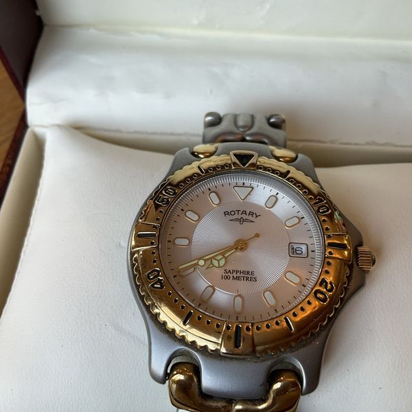 Menâ s Vintage Gents Rotary Sapphire Divers Watch Working Order With ...