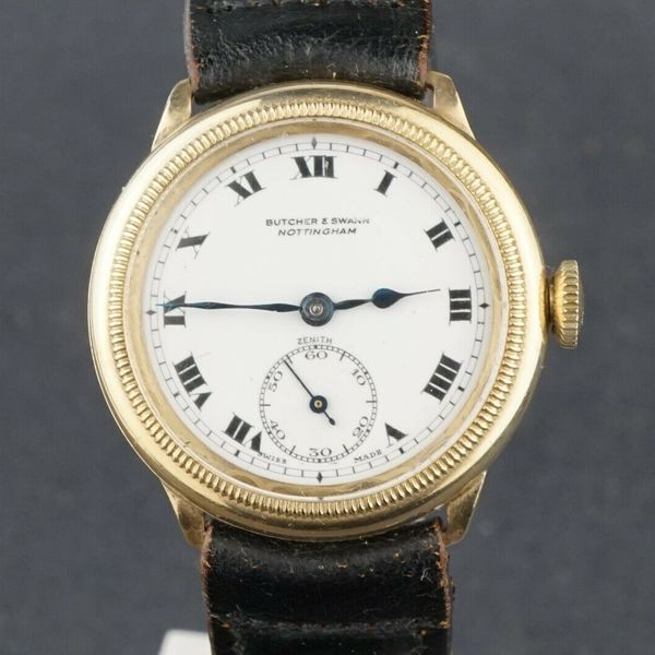 ZENITH BUTCHER & SWANN NOTTINGHAM .375 9K GOLD WATCH # WS405 ...