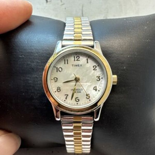 Women's Timex Expansion Band Watch Two-Tone/Mother of Pearl T2M828 ...
