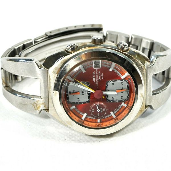 Vintage Seiko AKA Alba Chronograph Red Dial Watch w/Bracelet - Works ...