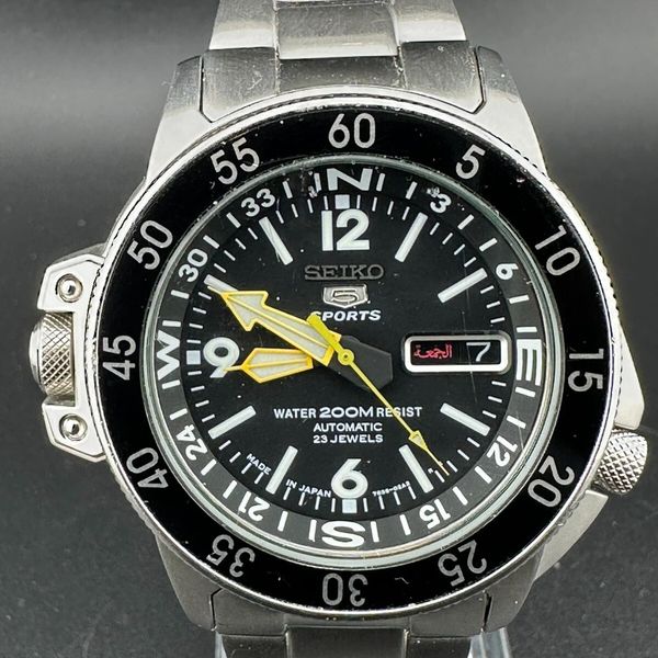 Seiko 5 Sports Men's Black Watch Internal Compass Bezel 42mm SKZ211K1 ...