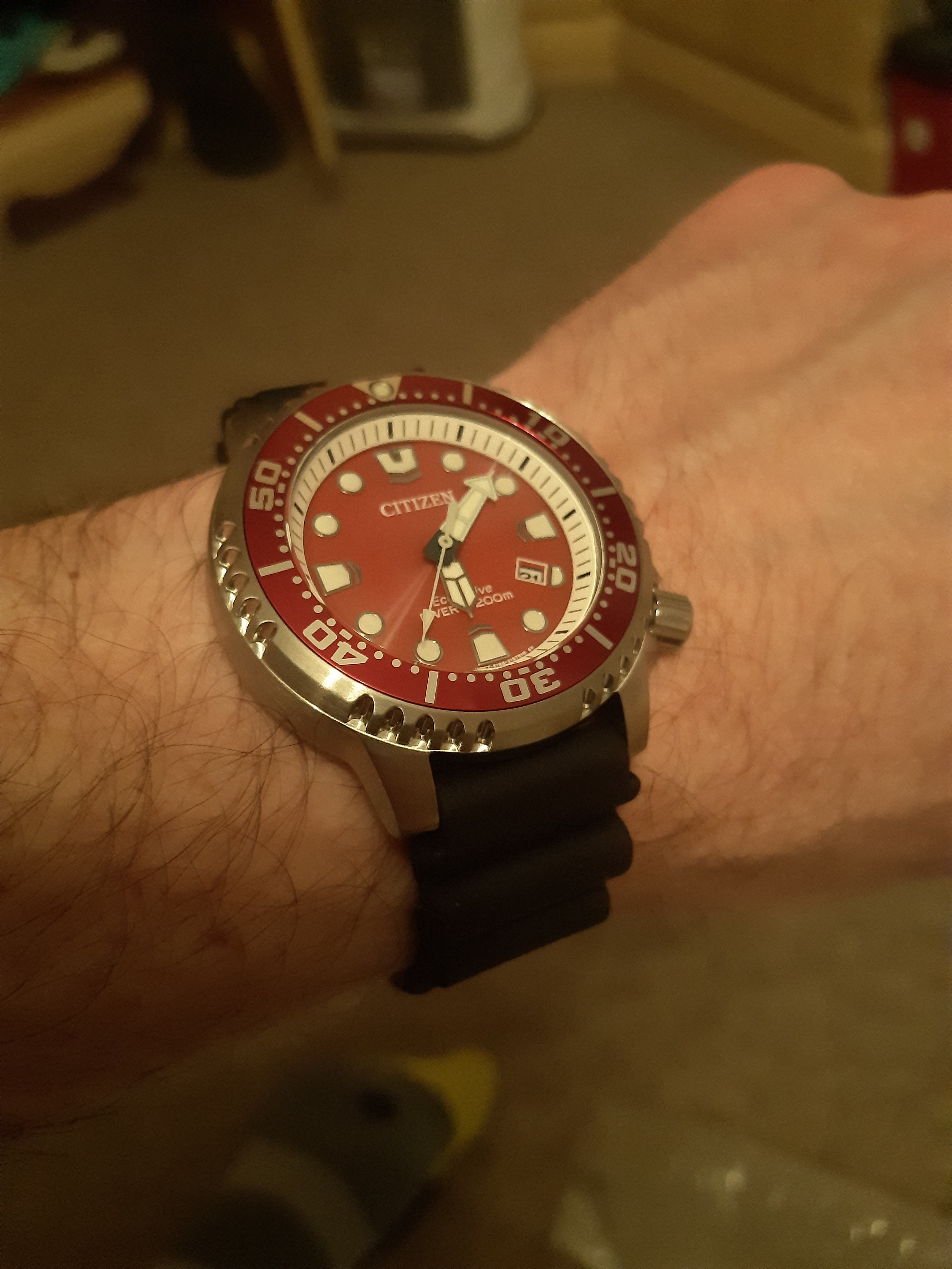 UK- Citizen Promaster BN0159-15X Eco-drive 200M Red Dial - in UK ...