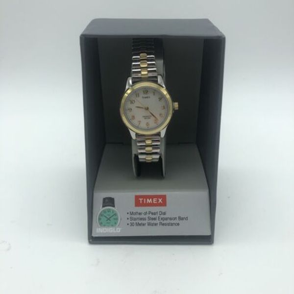 Timex T2M828, Women's 2-Tone Expansion Watch Indiglo White Dial New ...