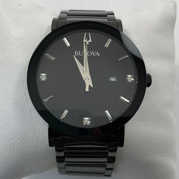 Bulova Futuro Quartz Diamond Black Dial Stainless Steel Men's Watch ...