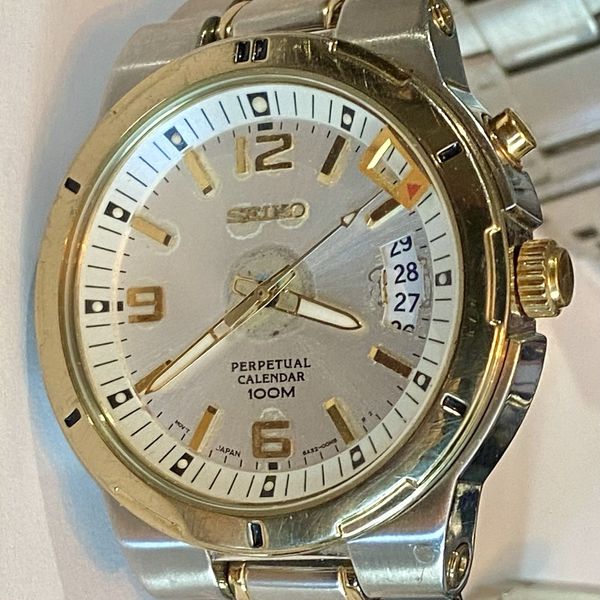 seiko perpetual calendar Stainless Steel Watch For Repairs 6A32-00J0 ...